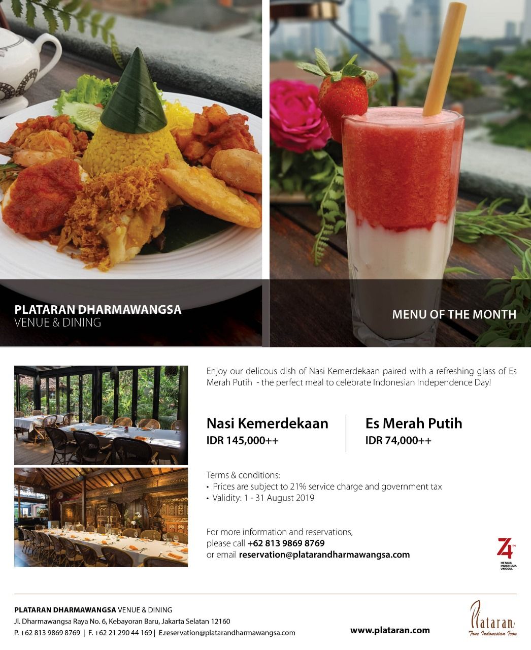 Plataran's Exclusive Menu to Celebrate National Independence Month