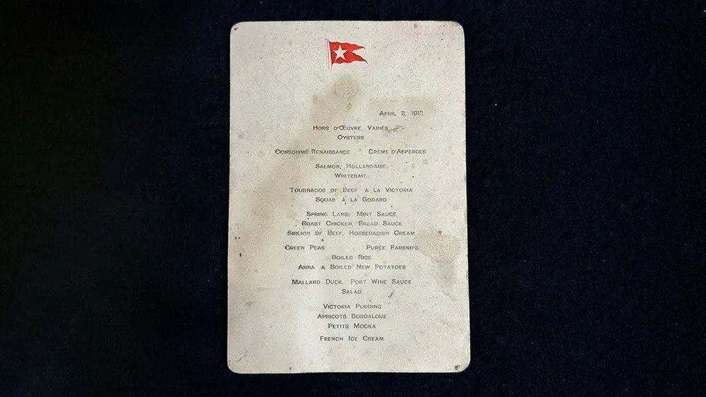 The First-Class Dinner Menu on the Titanic Has Been Sold at $102,000