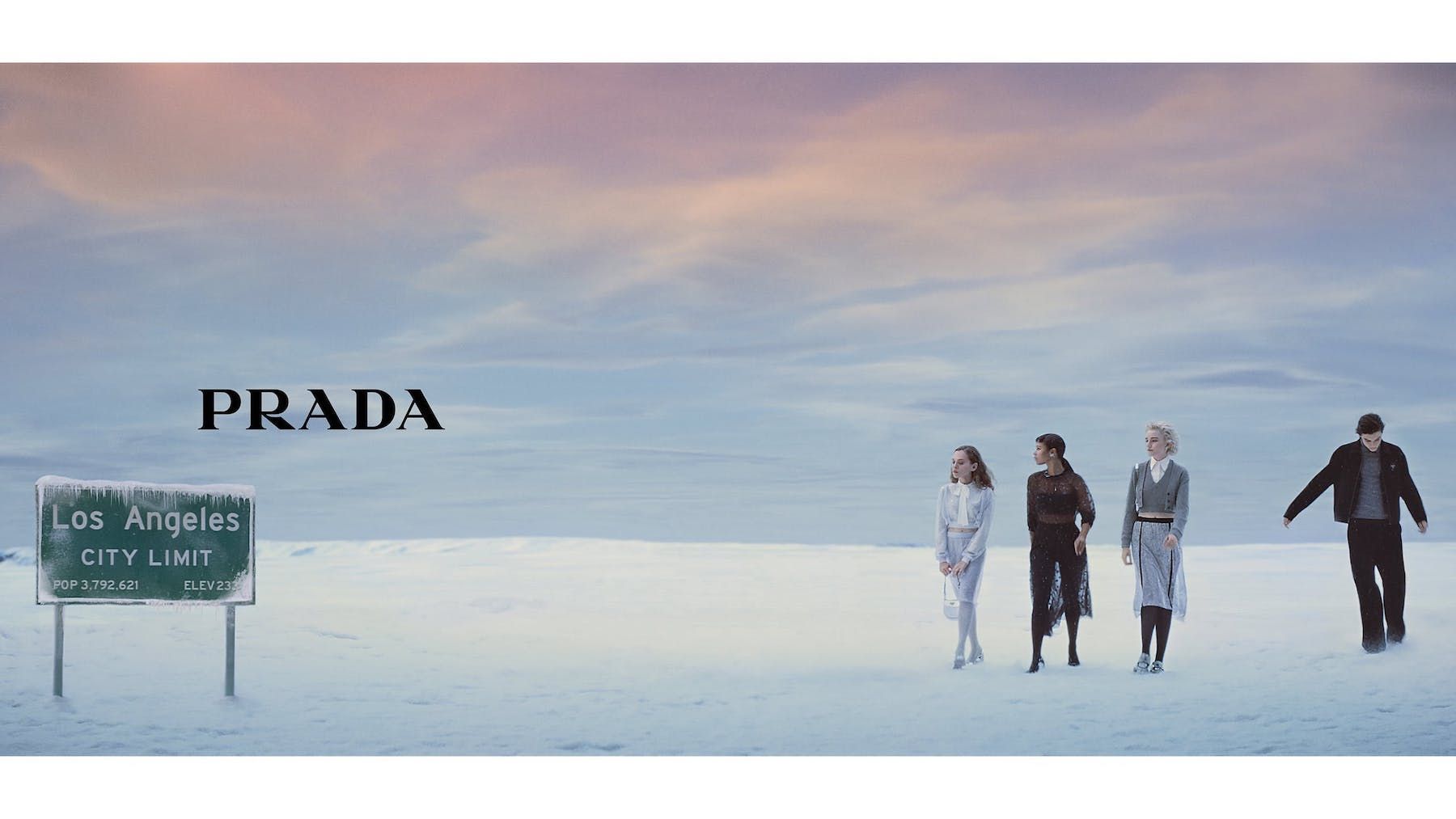 Prada’s Holiday 2021 Campaign Imagines a Snow Covered Los Angeles
