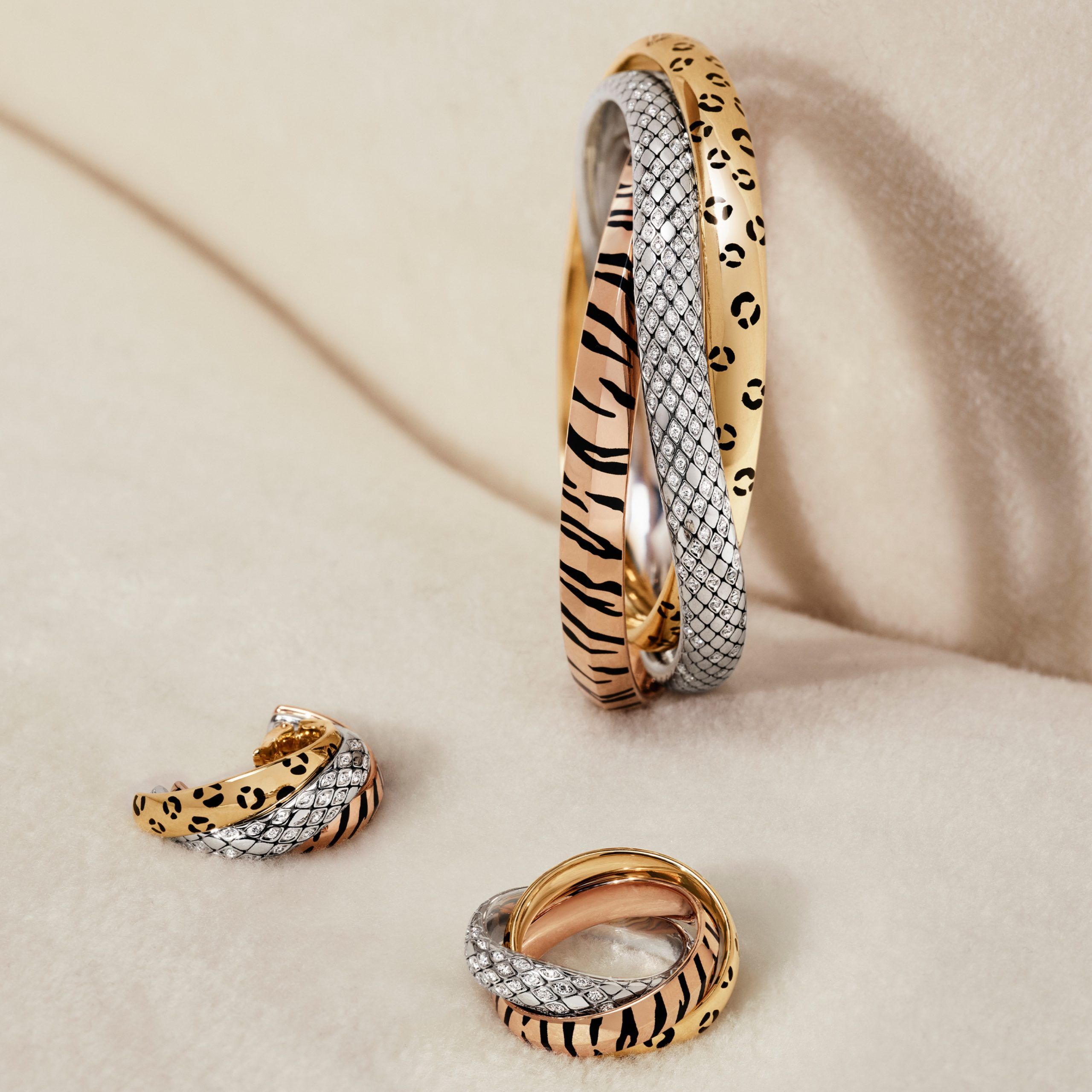 The Cartier Trinity line now includes a cushion form and animal designs