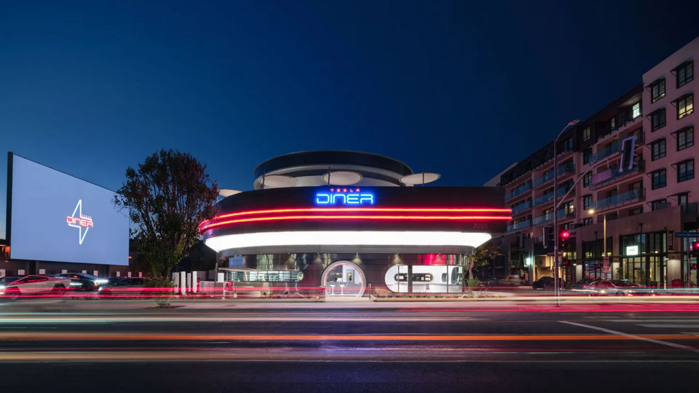Official opening of Tesla's retro-futuristic Hollywood eatery