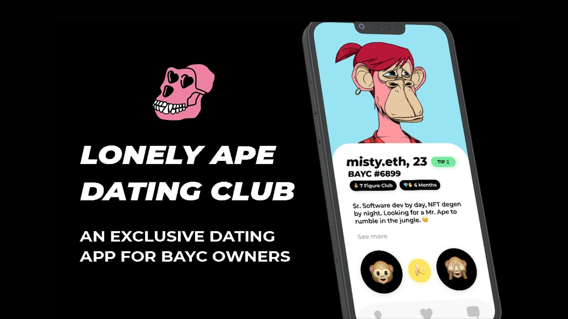 Lonely Ape Dating Club is the first dating app for NFT collectors