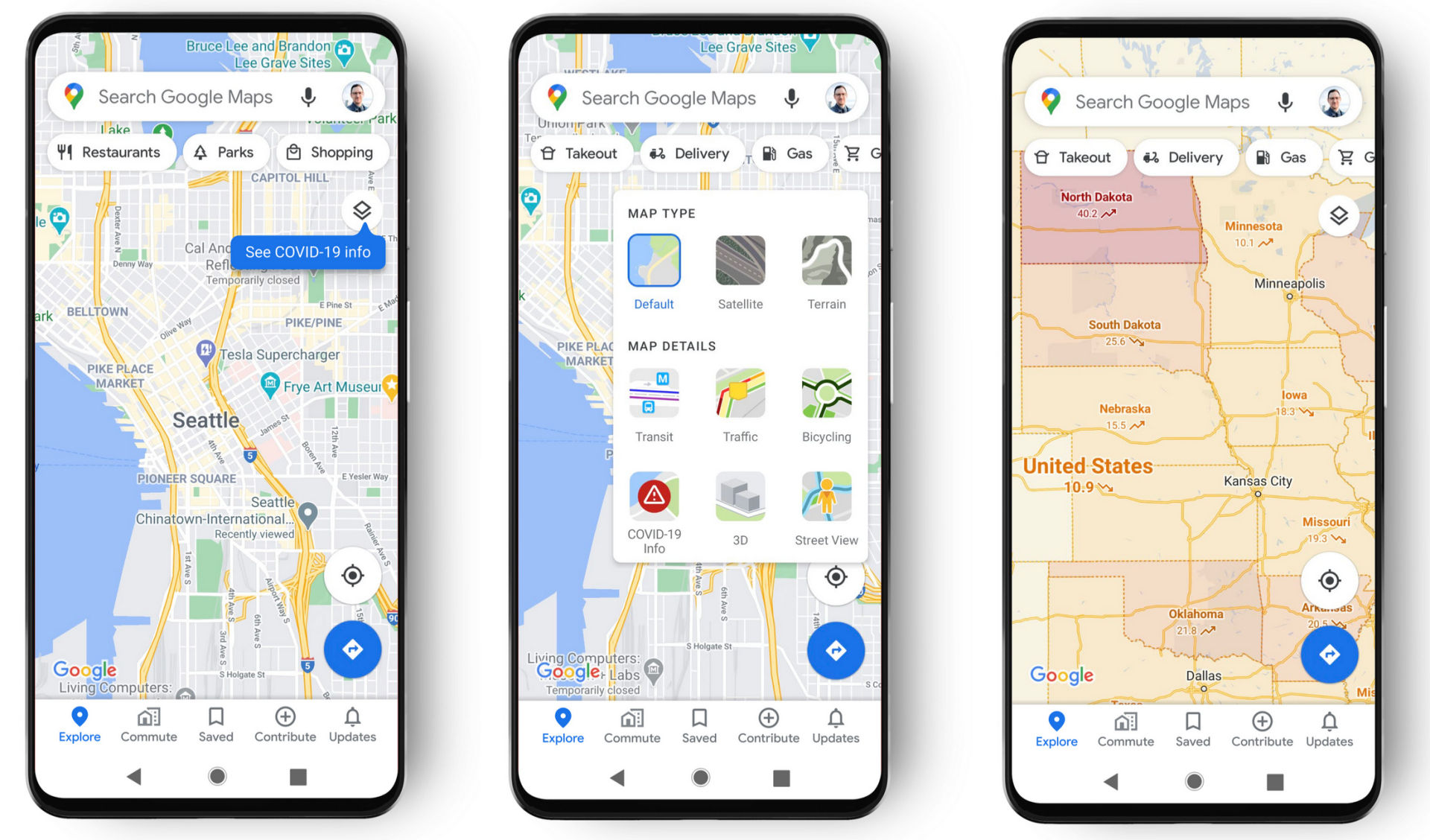 Google Maps shows Covid-19 hot spots