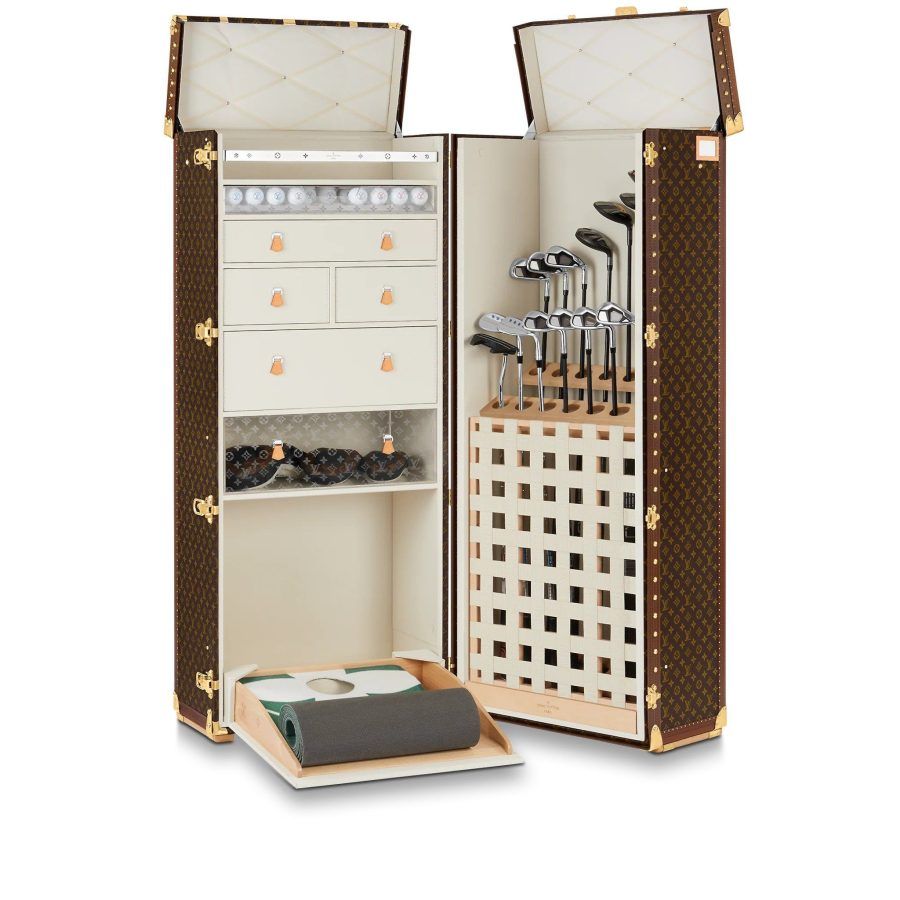 Louis Vuitton presents a golf trunk that comes with a built-in putting mat