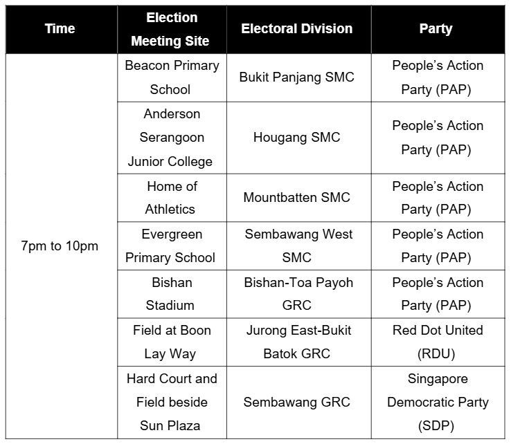 GE2025: Election results, Polling Day, timeline and rally schedule