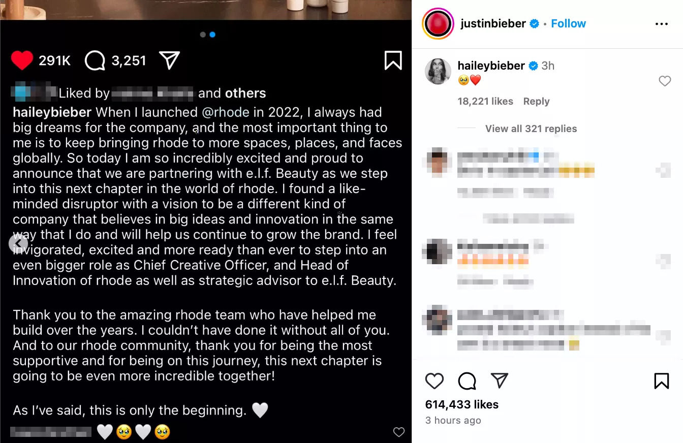Hailey Bieber Sells Rhode to e.l.f. Cosmetics in Landmark USD 1 Billion ...