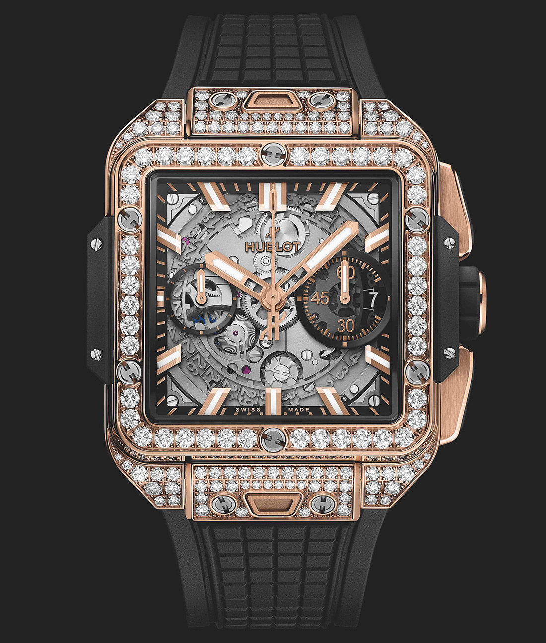 HUBLOT’s Square Bang Unico Collection of Eight Diamond-Set Editions