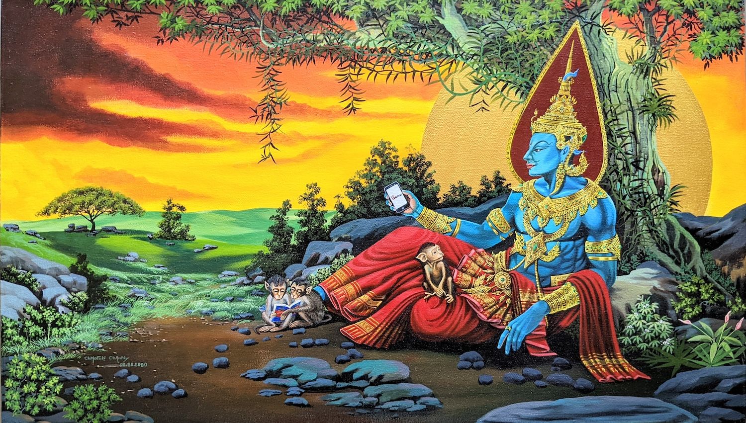 Khmer Painting Artist Channy Chhoeun focusing on Nature